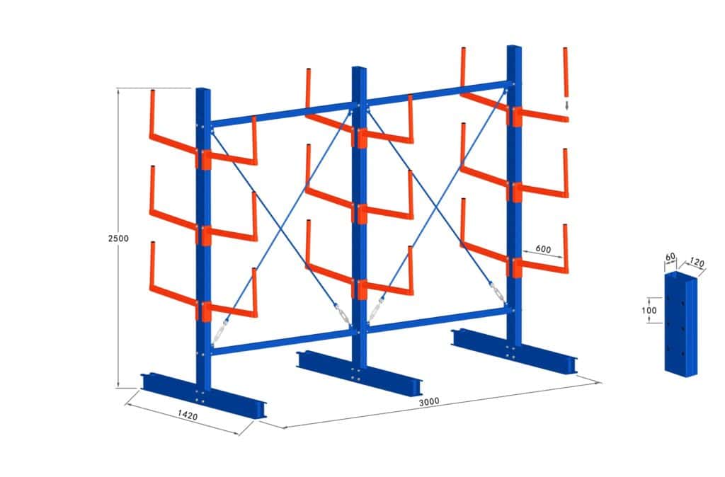 Double-sided cantilever with 60 cm arms - 300 cm length - height 250 or ...